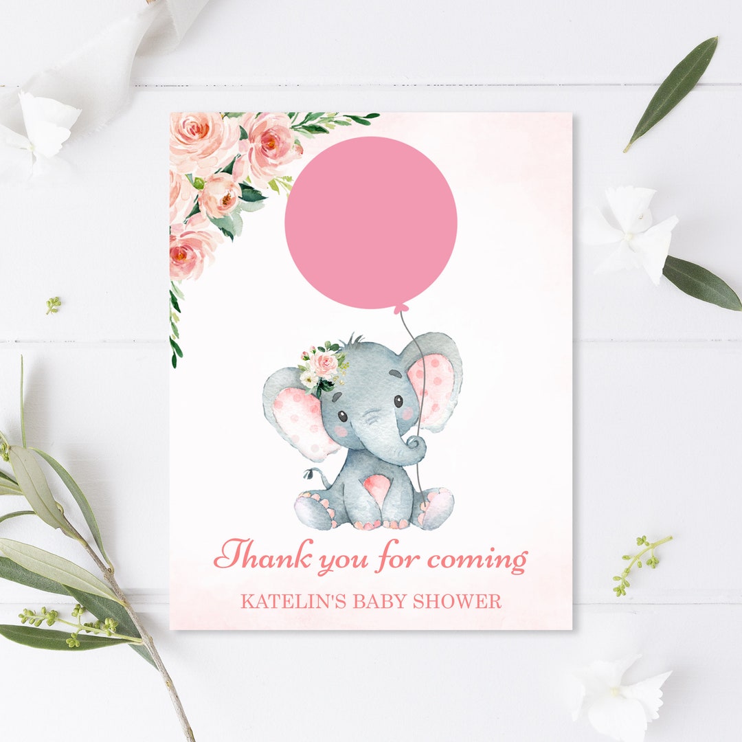 Editable Elephant Baby Shower EOS Lip Balm Holder Pink Elephant Shower ...