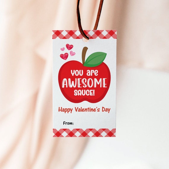 Kids Valentine Tag Applesauce Valentines Day Gift Tag Valentine Gifts ...