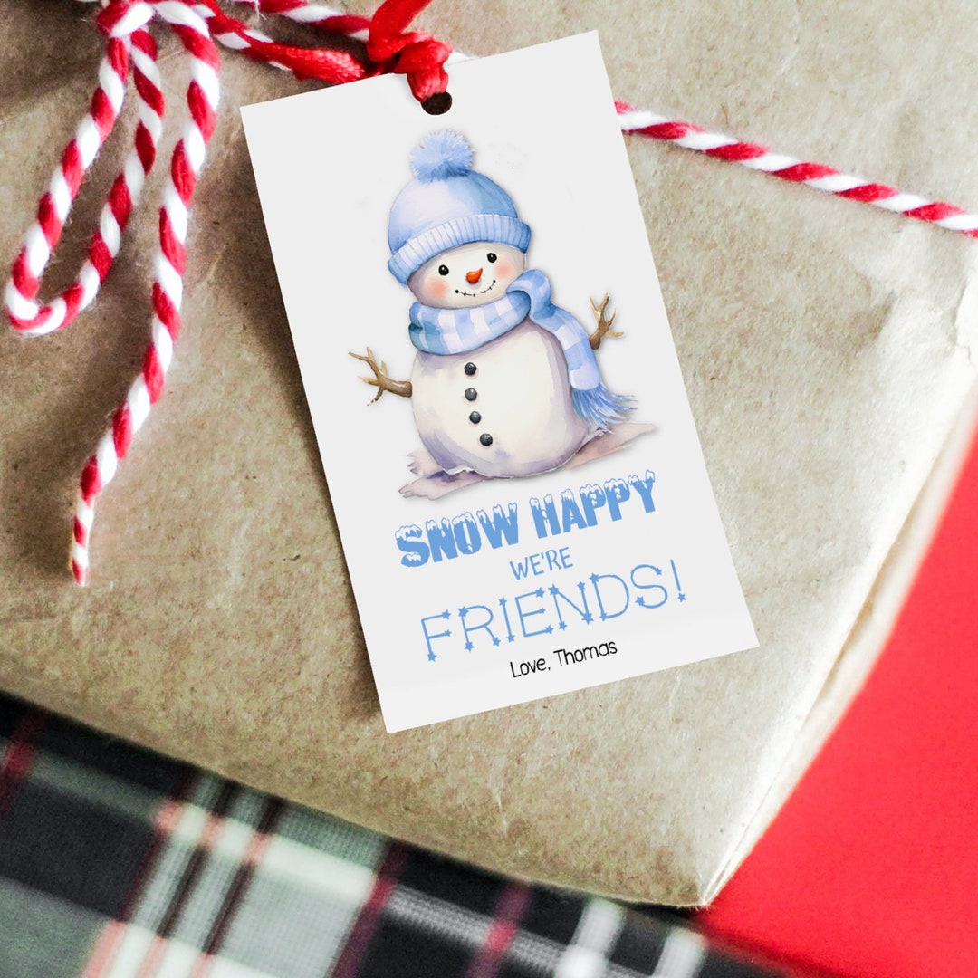 Editable Snow Happy We're Friends Christmas Gift Tag Snowman Tag ...