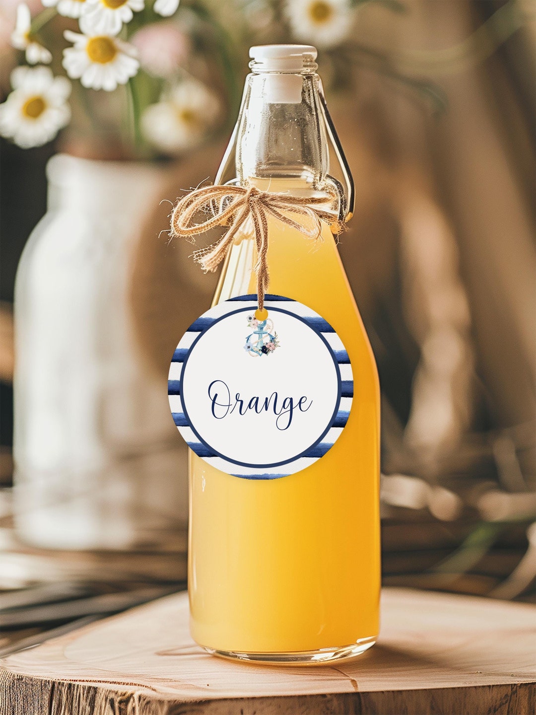 Nautical Theme Mimosa Bar Juice Tags Bridal Shower Bachelorette Baby Shower Momosa Bar Floral ...
