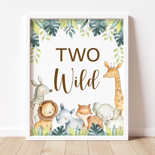 Two Wild Backdrop Girl's Jungle Safari Animals 2nd | Etsy