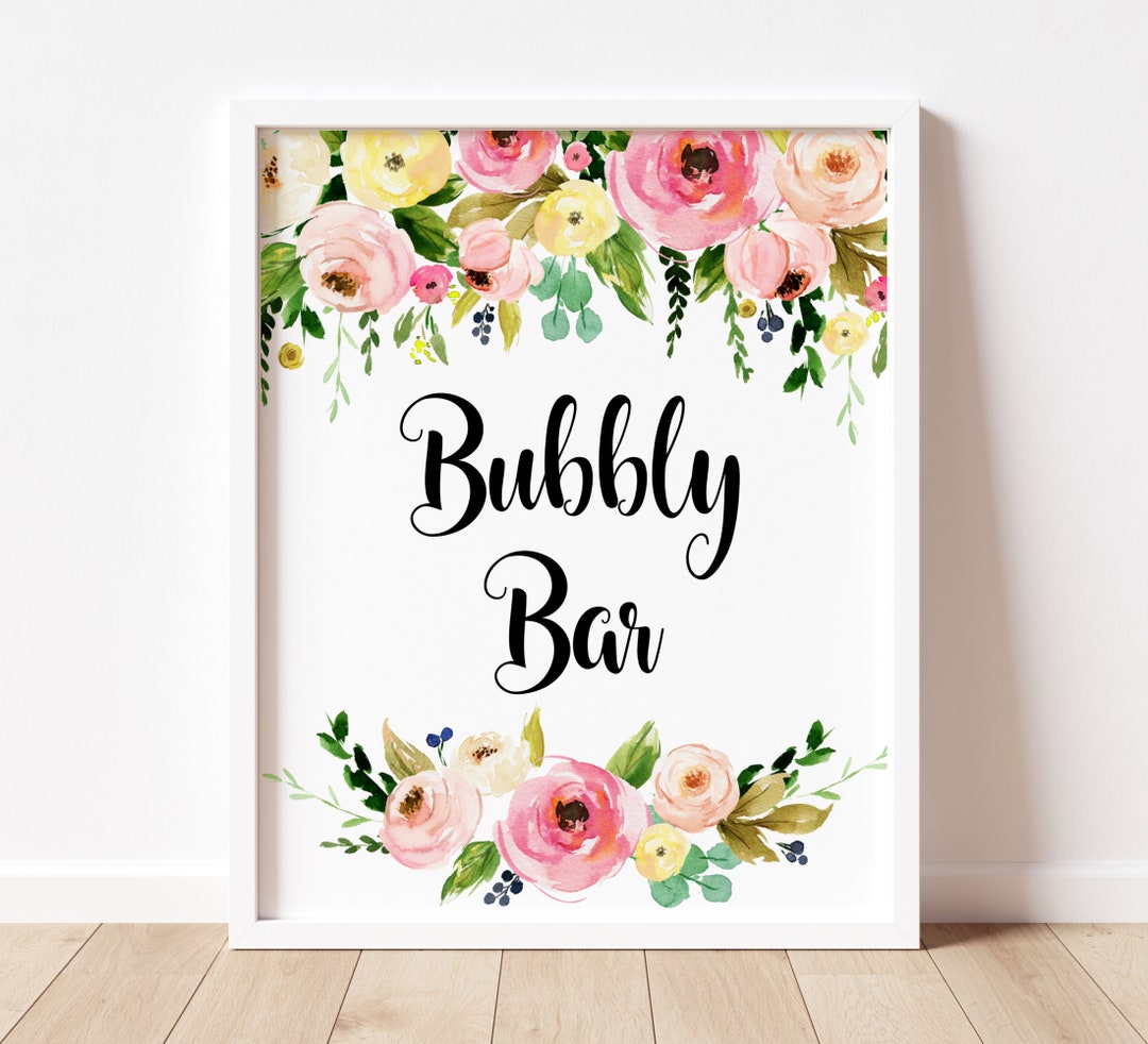 Bubbly Bar Sign Bridal Shower Bridal Brunch Champagne Drink Table Sign ...