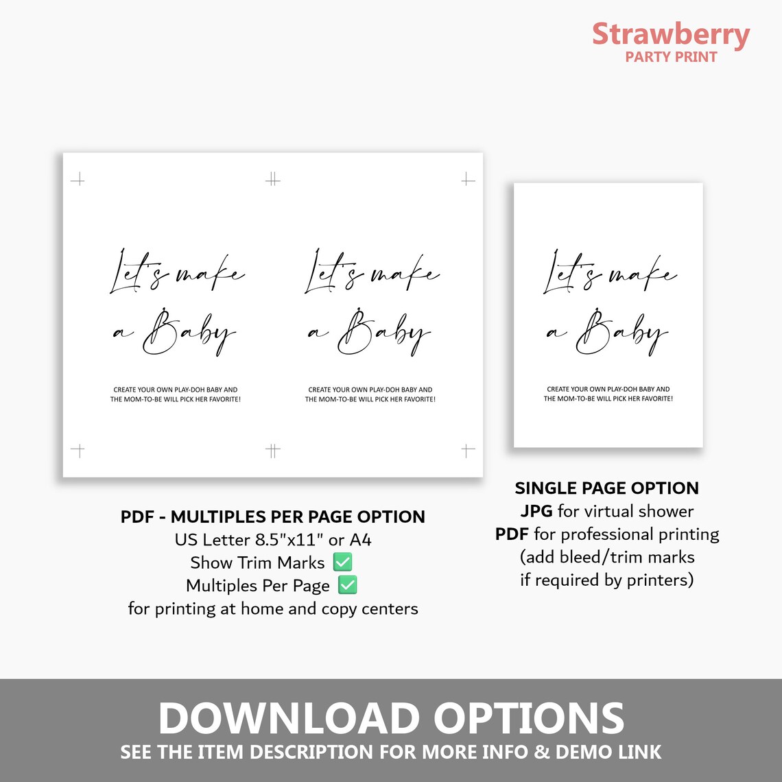 Editable Let's Make A Baby Game Play Dough Baby Shower Game Minimalist ...