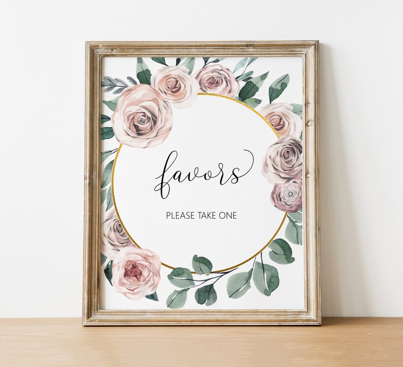 Boho Favors Sign Printable Dusty Rose Boho Bridal Shower Baby Shower ...