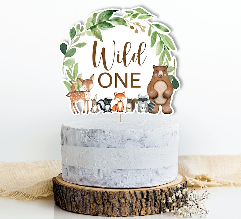 PRINTABLE Woodland Wild One Cake Topper Woodland First - Etsy