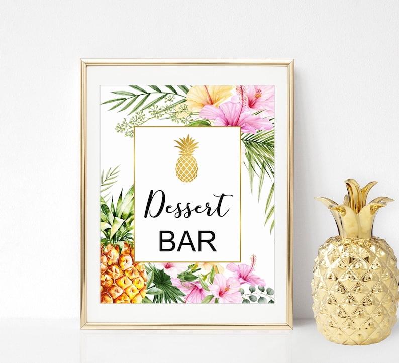 Dessert Bar Sign Dessert Table Sign Hawaiian Luau Tropical - Etsy