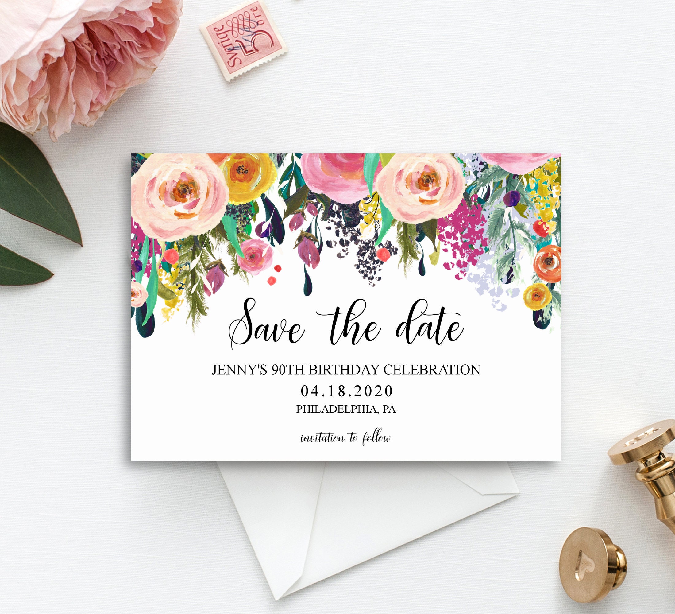 Floral Save the Date Cards Birthday or Wedding Announcement | Etsy