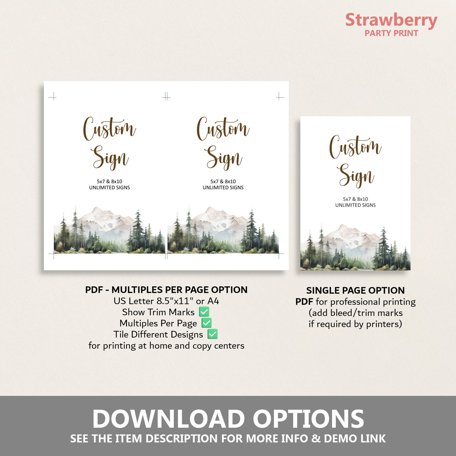 Editable Forest Mountain Custom Sign 5x7 & 8x10 Wedding Sign Adventure ...