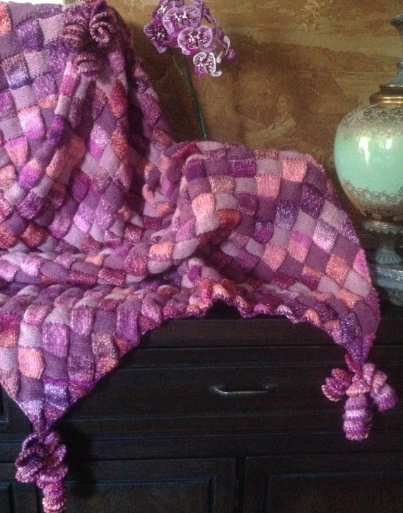 Handmade Afghan Knitted Blanket Colorful Blanket Entrelac - Etsy