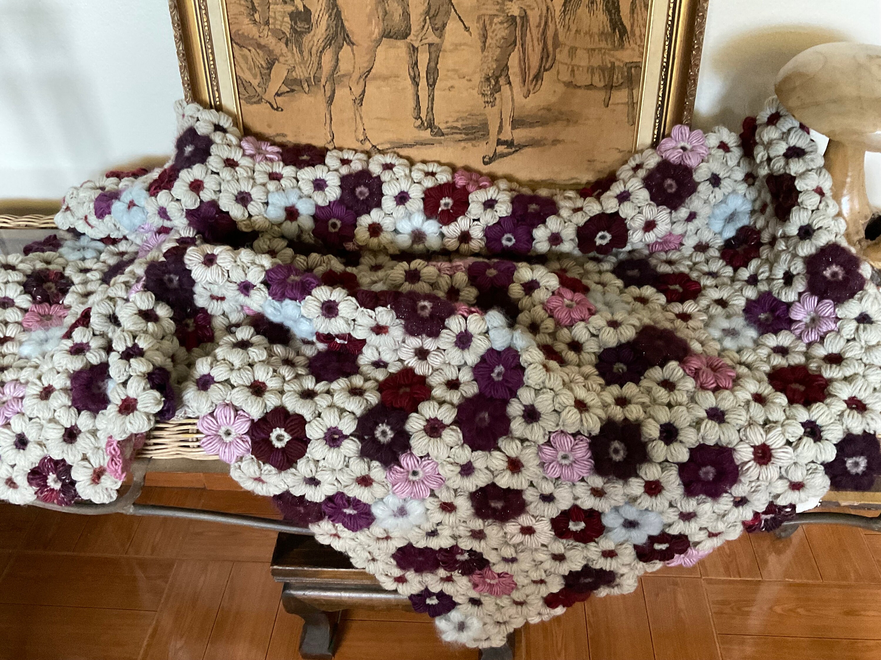 Handmade Crochet Floral Afghan, Crochet Floral Blanket, Multicolour ...