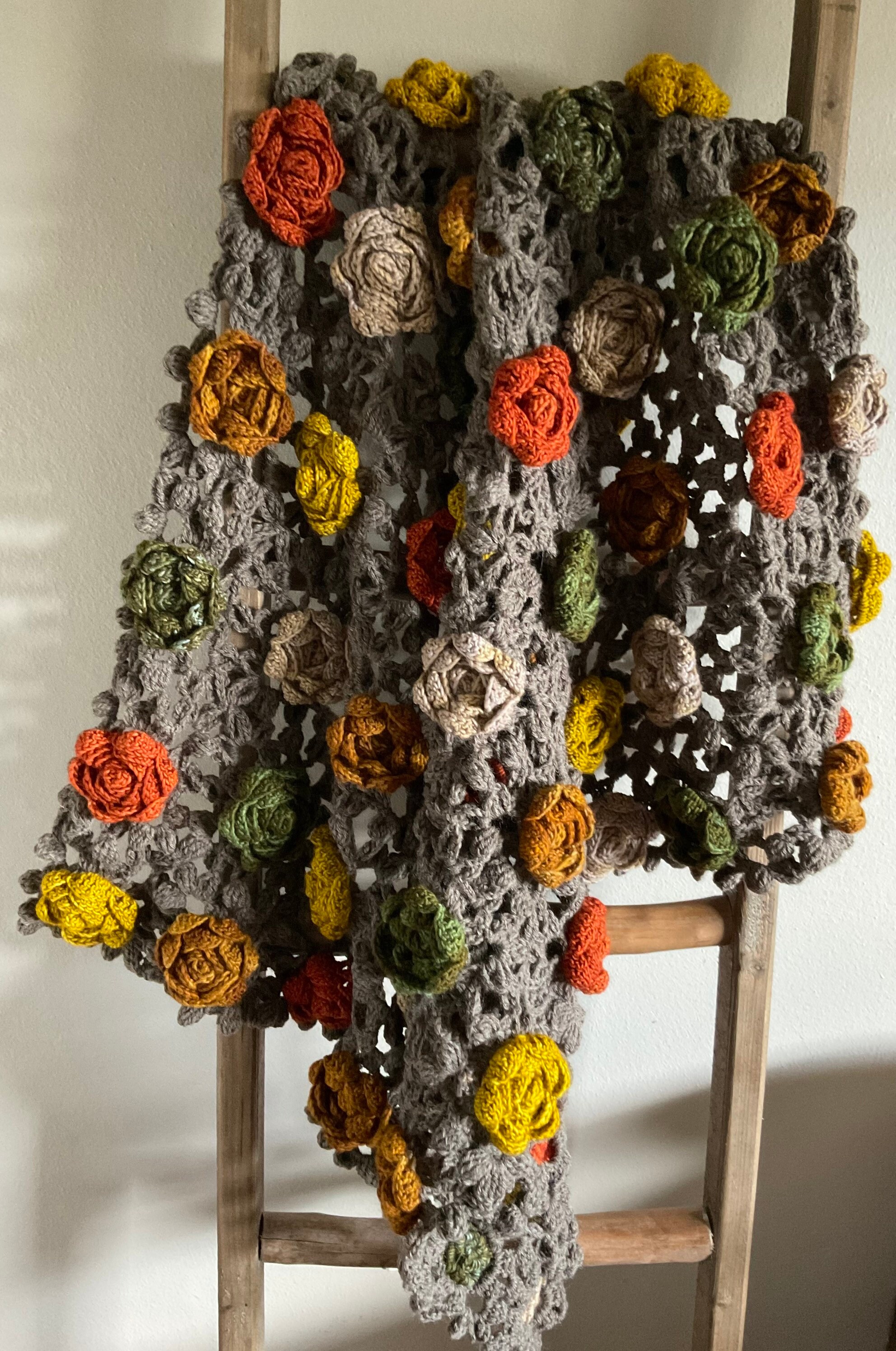 Handmade Crochet Floral Afghan, Decorative Thrpw Blanket, Home Decor ...