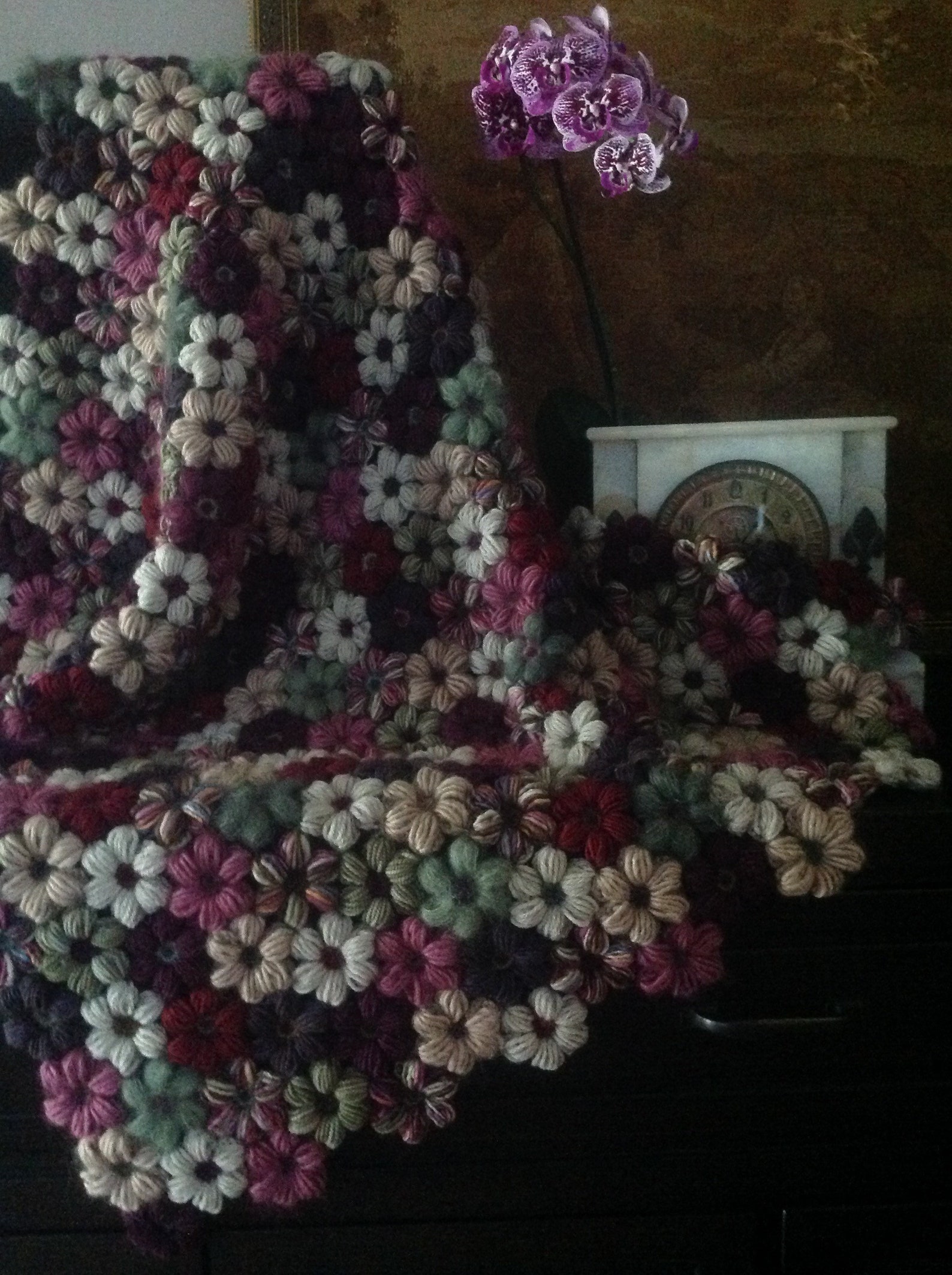 Handmade Crochet Floral Afghan, Crochet Floral Blanket, Multicolour ...