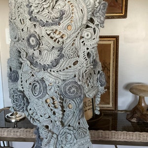 Handmade Crochet Shawl, Irish Crochet Wrap, Ladies Crochet Shawl, Lace ...