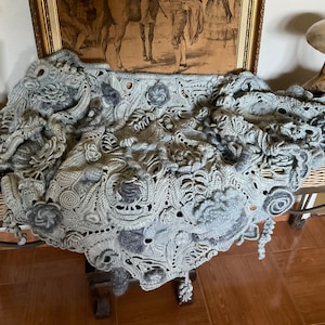 Handmade Crochet Shawl, Irish Crochet Wrap, Ladies Crochet Shawl, Lace ...