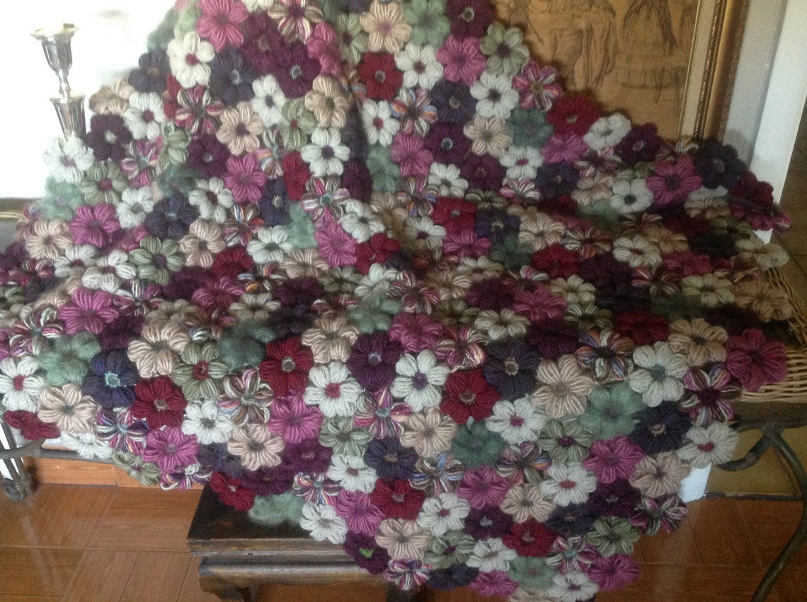 Handmade Crochet Floral Afghan Crochet Floral Blanket - Etsy