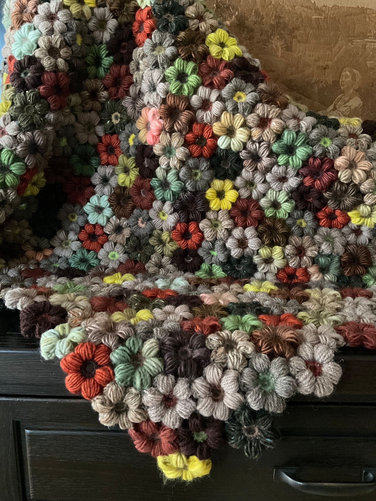 Handmade Crochet Floral Afghan, Crochet Floral Blanket, Multicolour ...