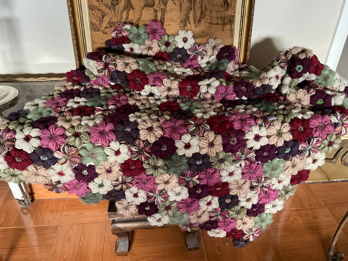 Handmade Crochet Floral Afghan Crochet Floral Blanket - Etsy