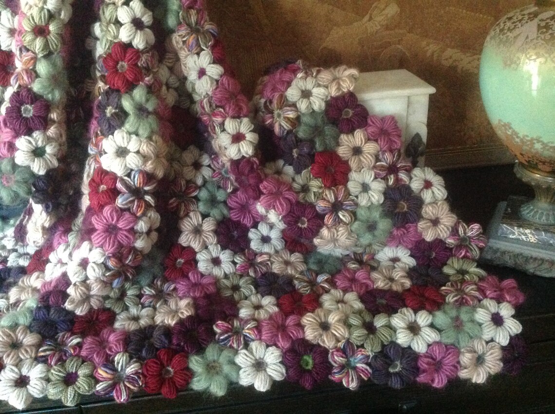 Handmade Crochet Floral Afghan Crochet Floral Blanket - Etsy