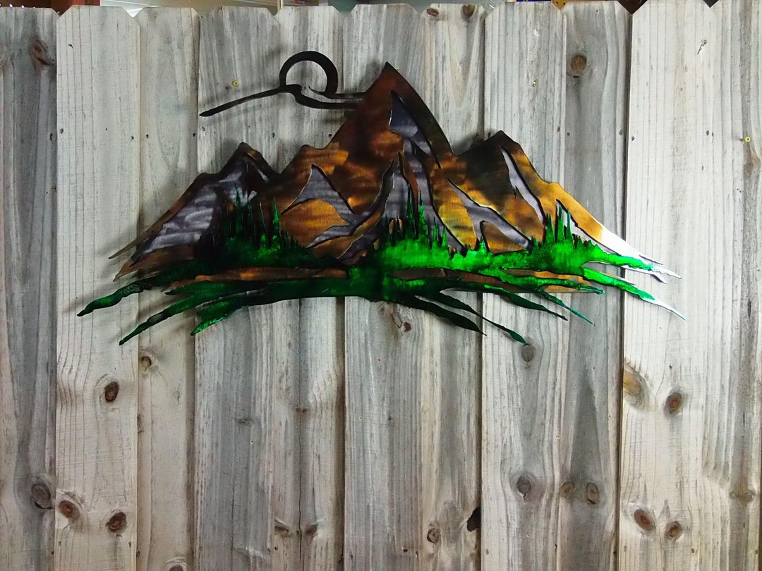 Mountain Scene Metal Wall Art, Cabin Décor, Cabin Life, Mountain Life ...
