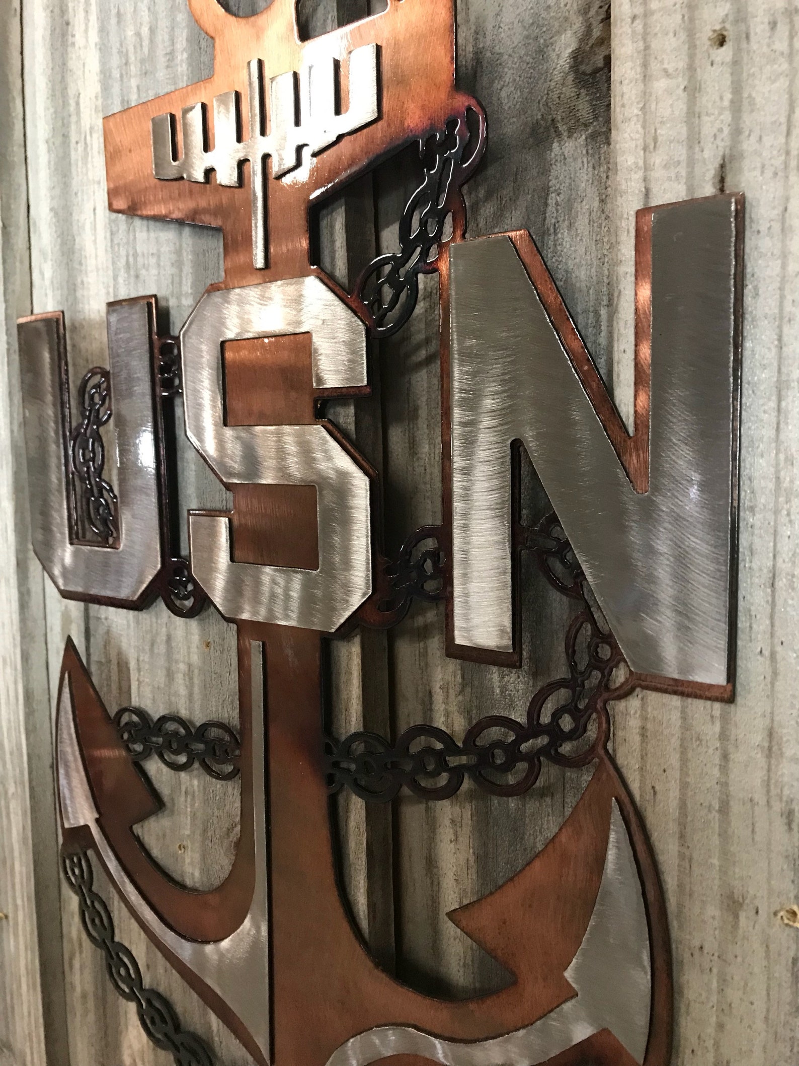 Usn-united States Navy Anchor Metal Wall Art, US Military, American ...
