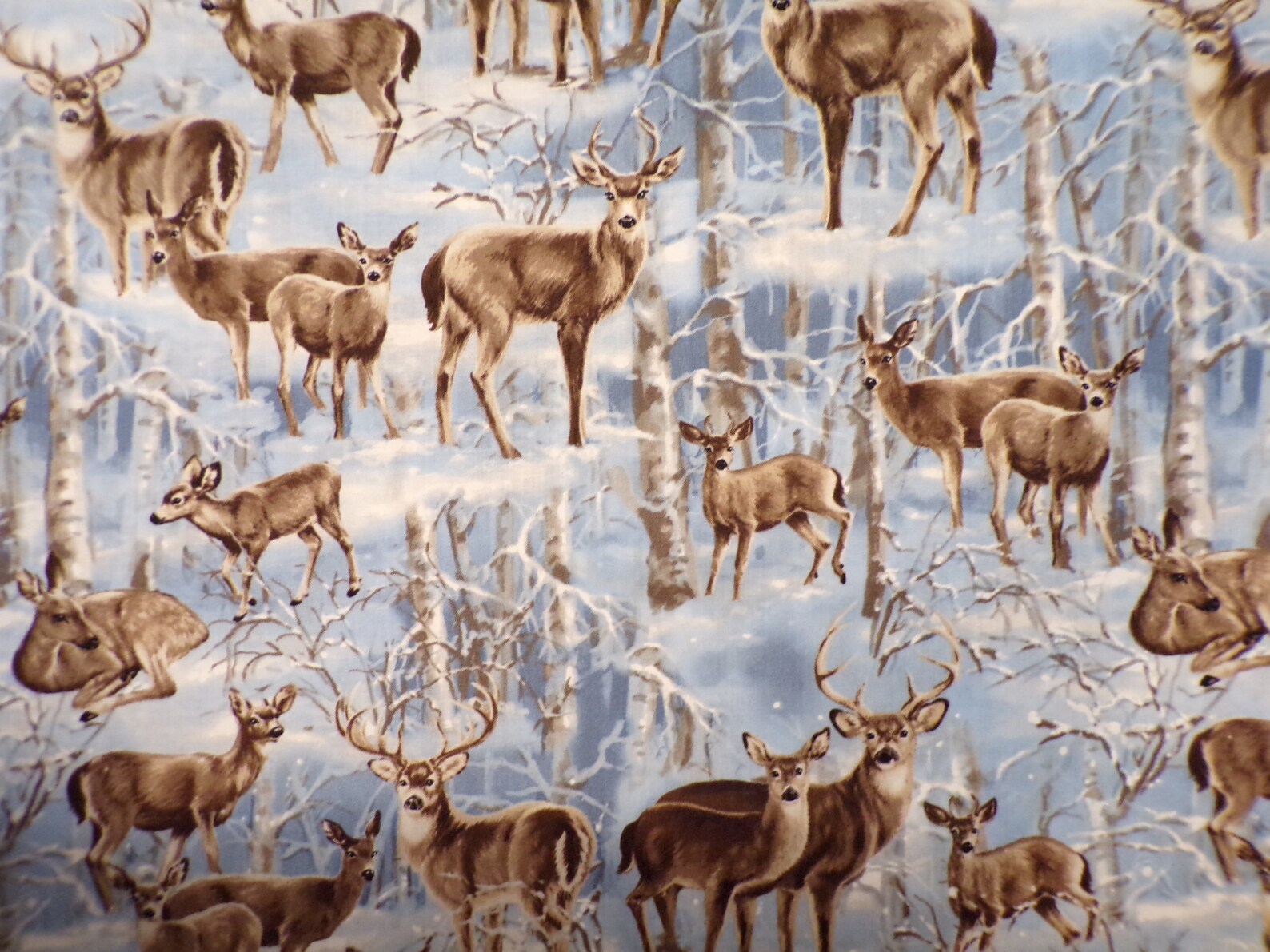 Winter Deer on Blue 100% Cotton Fabric #201 - Etsy