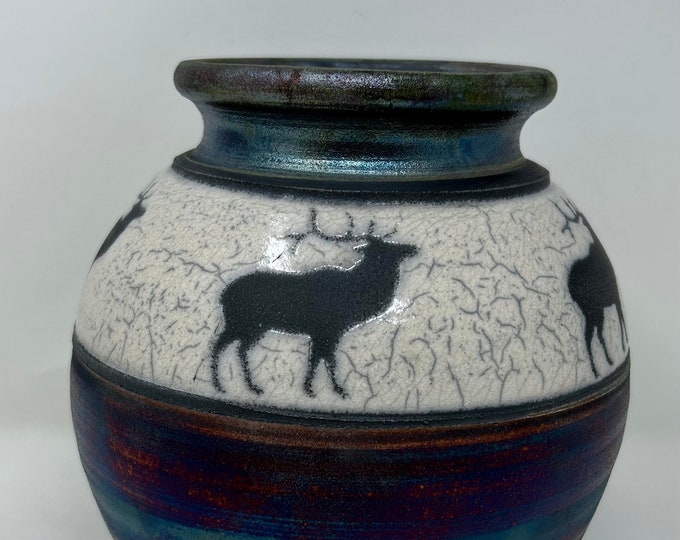 J Jeremy Diller Vase Iridescent Pottery Ceramic Deer Art Signed - Etsy