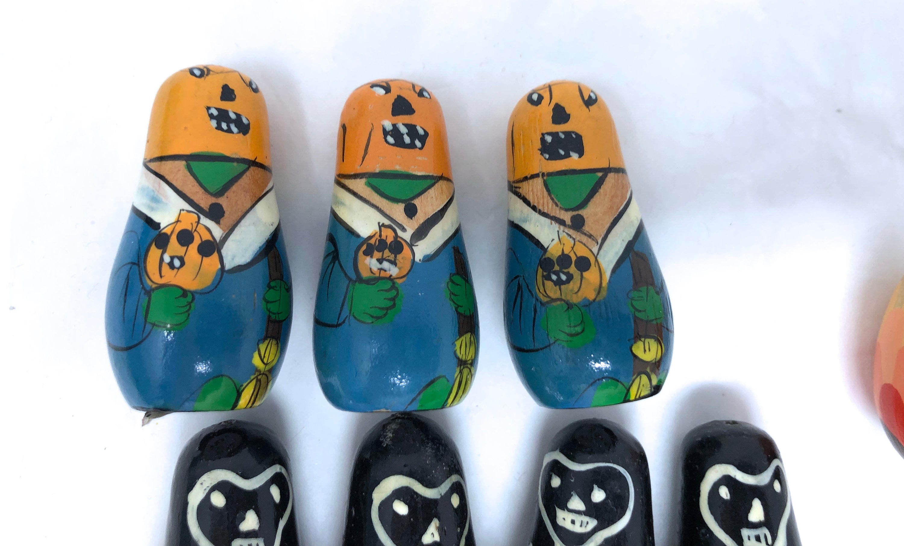 12 Vintage Wood Wooden Halloween Pegs Peg Dolls Witch Pumpkin - Etsy