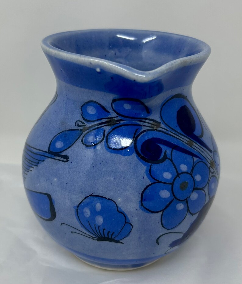 Mexico Mexican Pottery Ceramic Blue Bird Painted Pitcher Signed - Etsy