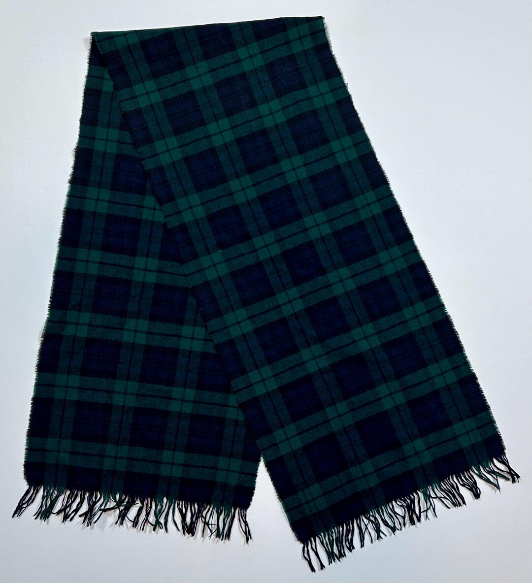 Pendleton 100% Wool Tartan Plaid Scarf Rectangle Fringe Black Witch ...