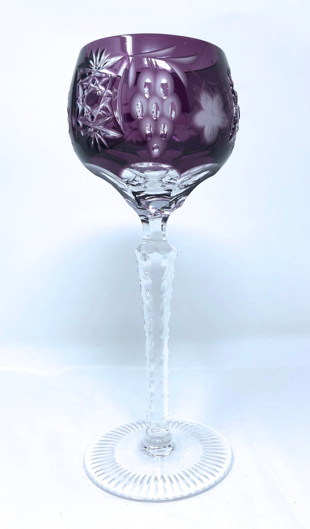 Purple Cut Glass Crystal Wine Goblet Grapes Made in Hungary - Etsy