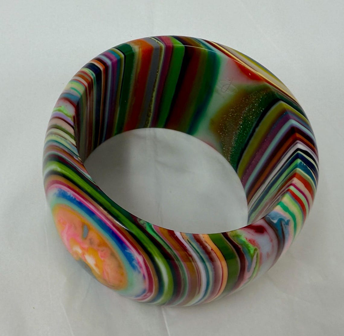 Vintage LARGE Thick Sobral Pop Art Rainbow Stripe Bullseye Artist-made ...