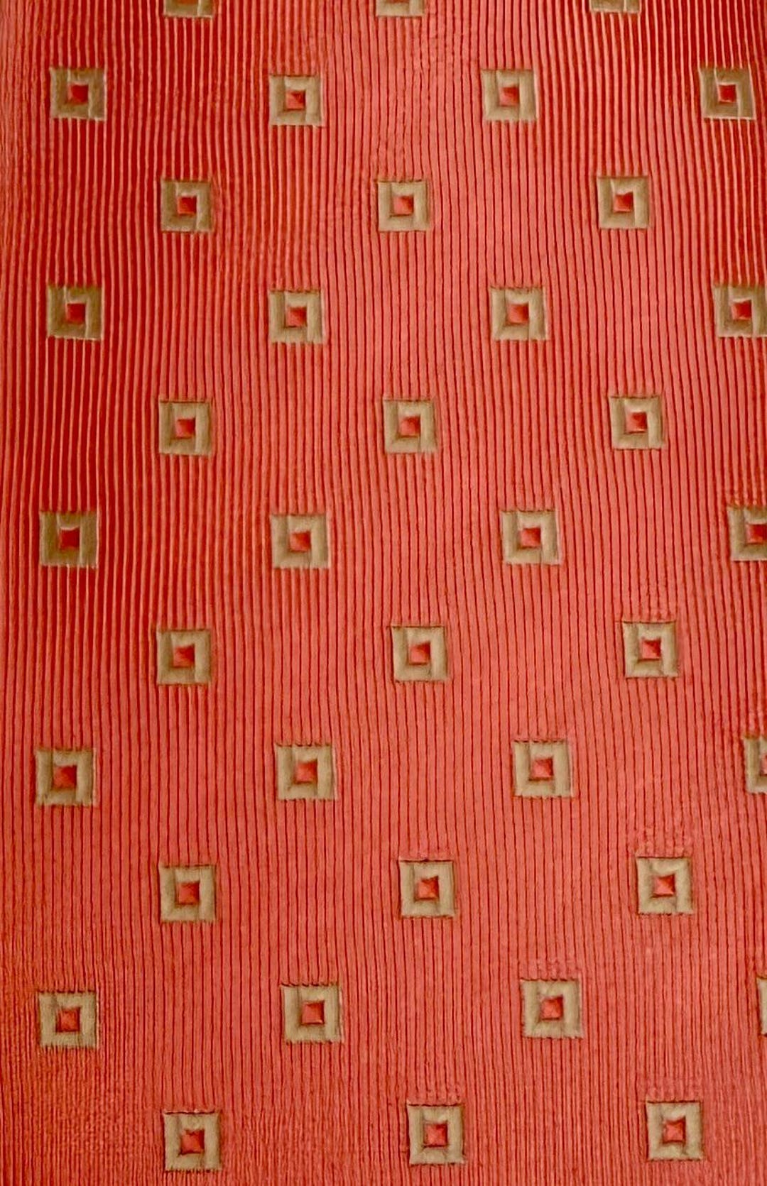 Alain Andre Paris Silk Tie – Coral Pink Geometric Pattern Necktie – My ...