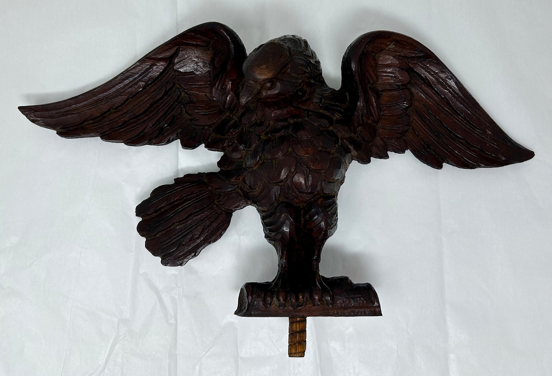 Vintage Carved Wood Eagle Flag Pole Topper Art Craft Part 14" Long - Etsy