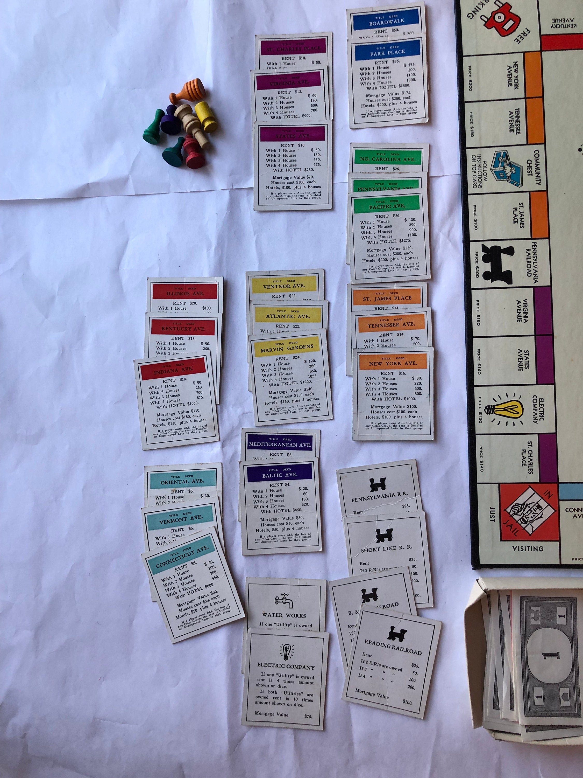 Vintage Monopoly Game Complete Set War Time Art Craft Project Board ...