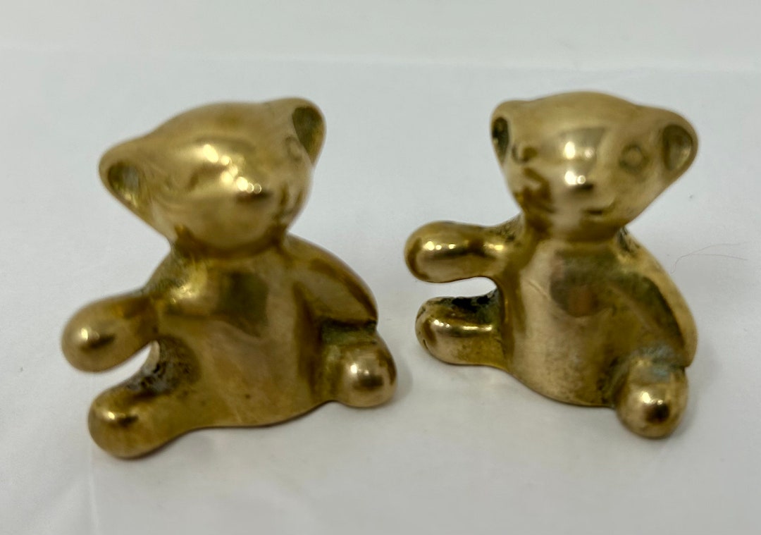 Set of Solid Brass Miniature Teddy Bears Figurines - Etsy