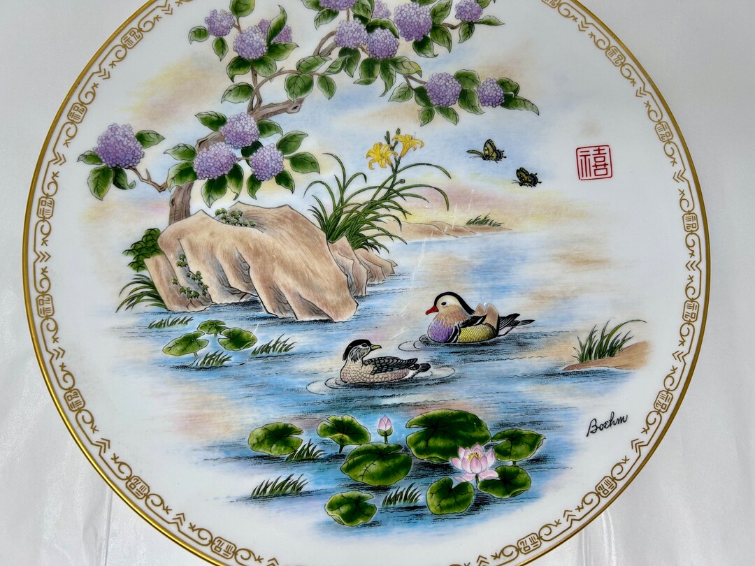 Vintage Edward Marshall Boehm "happiness" Plate Longevity Plate Asian ...