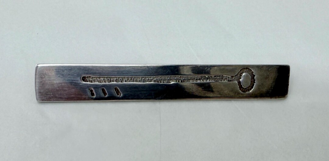 Vintage Modernist Sterling Silver Bar Pin – Abstract Key Design – 6.3g ...