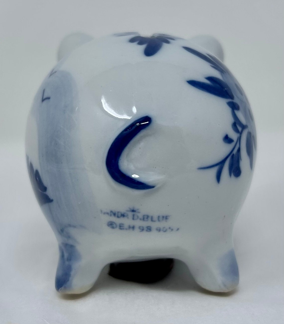 Vintage D. Blue Delft Piggy Bank Pig Ceramic Flowers Windmill - Etsy