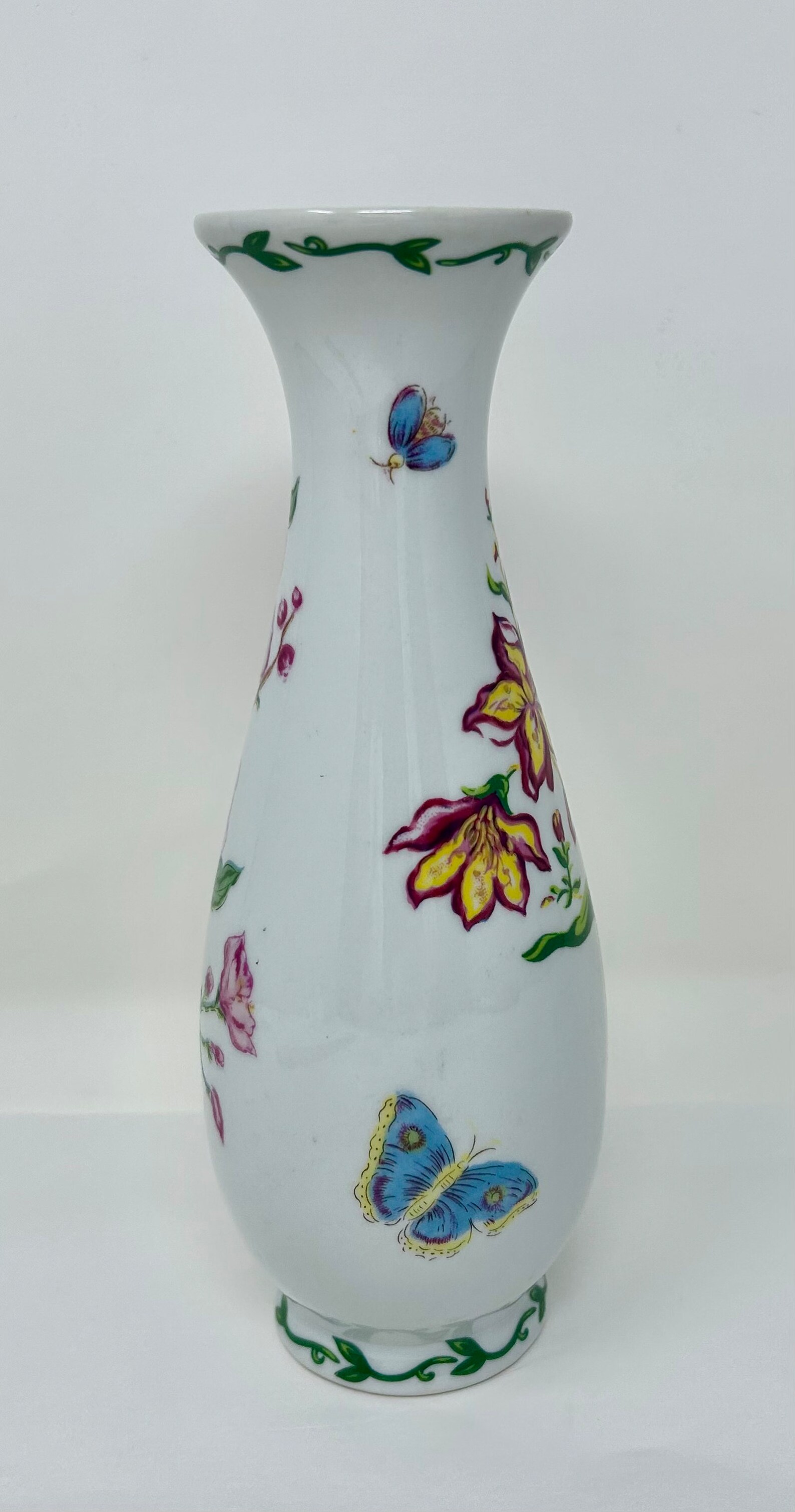 Royal Gallery for MPD 1995 Porcelain Floral Green Apple Butterfly Vase ...
