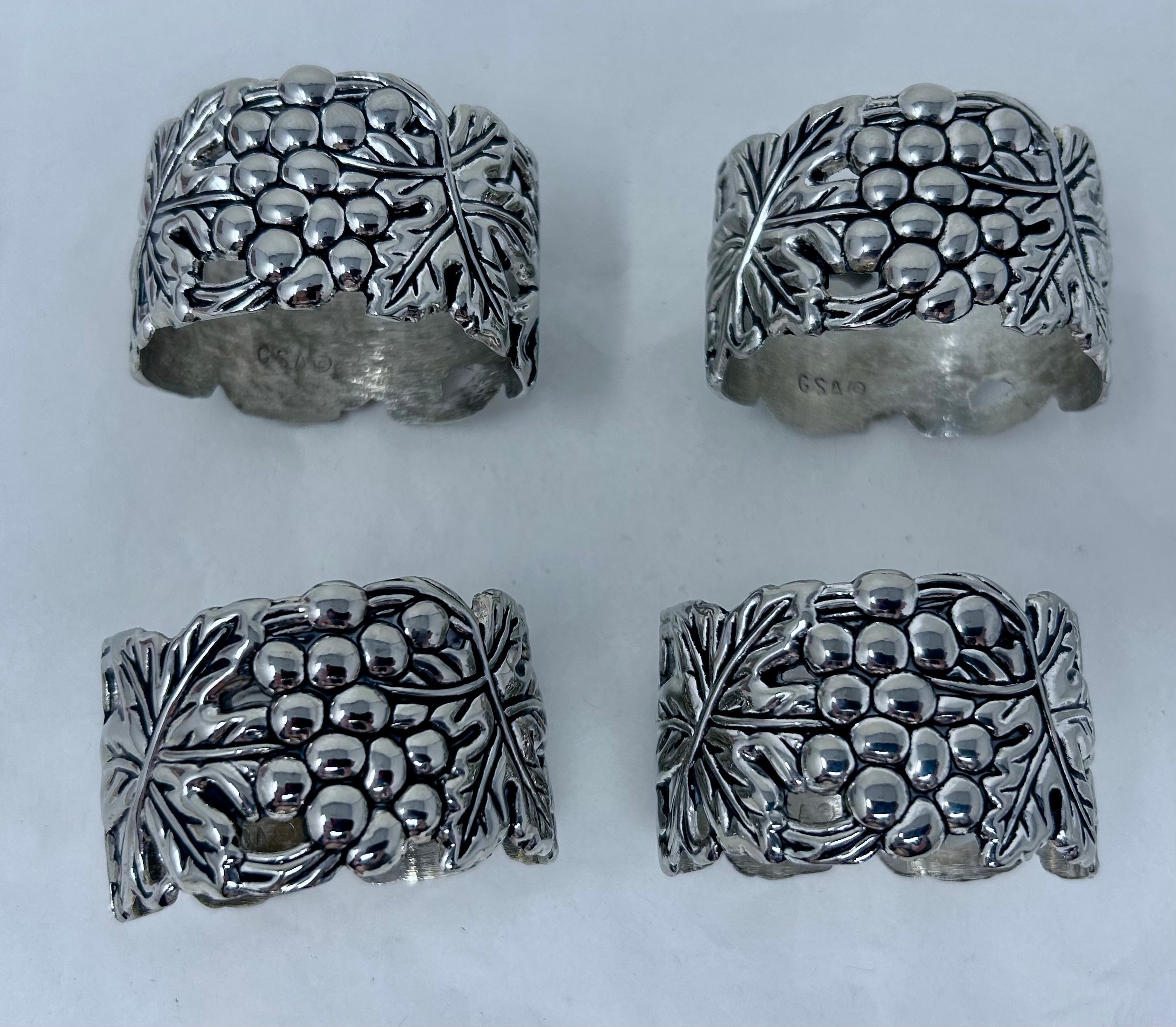 4 Godinger Grapes Napkin Rings GSA Silver Plate - Etsy