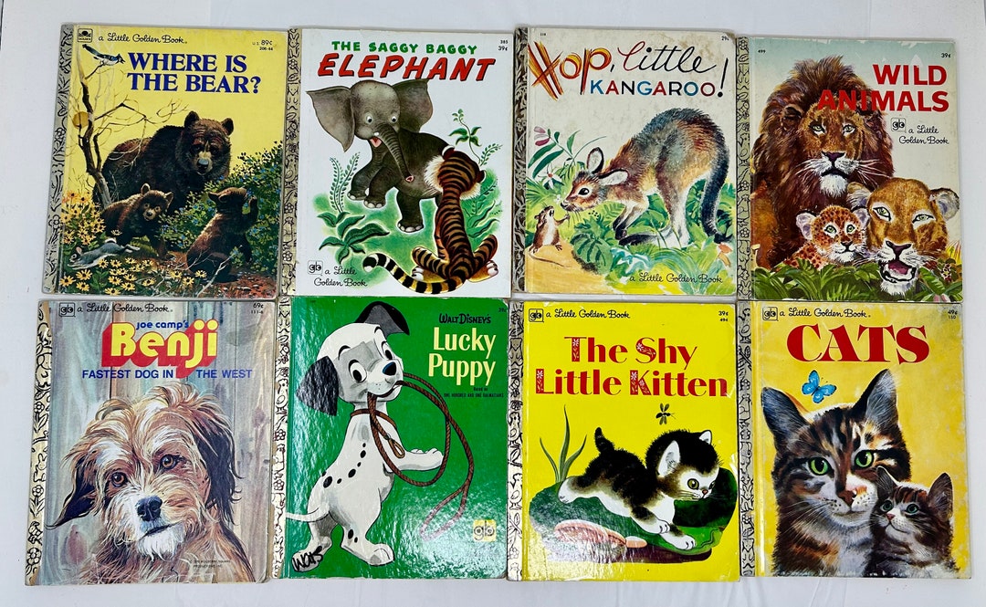 8 Classic Little Golden Books Animals Saggy Baggy Elephant Wild Animals ...