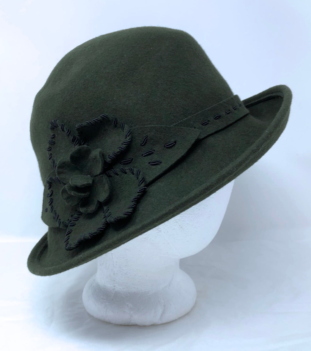 Vintage Wool Toucan Collection NY Hat Felt Green Flower Wool Fedora ...