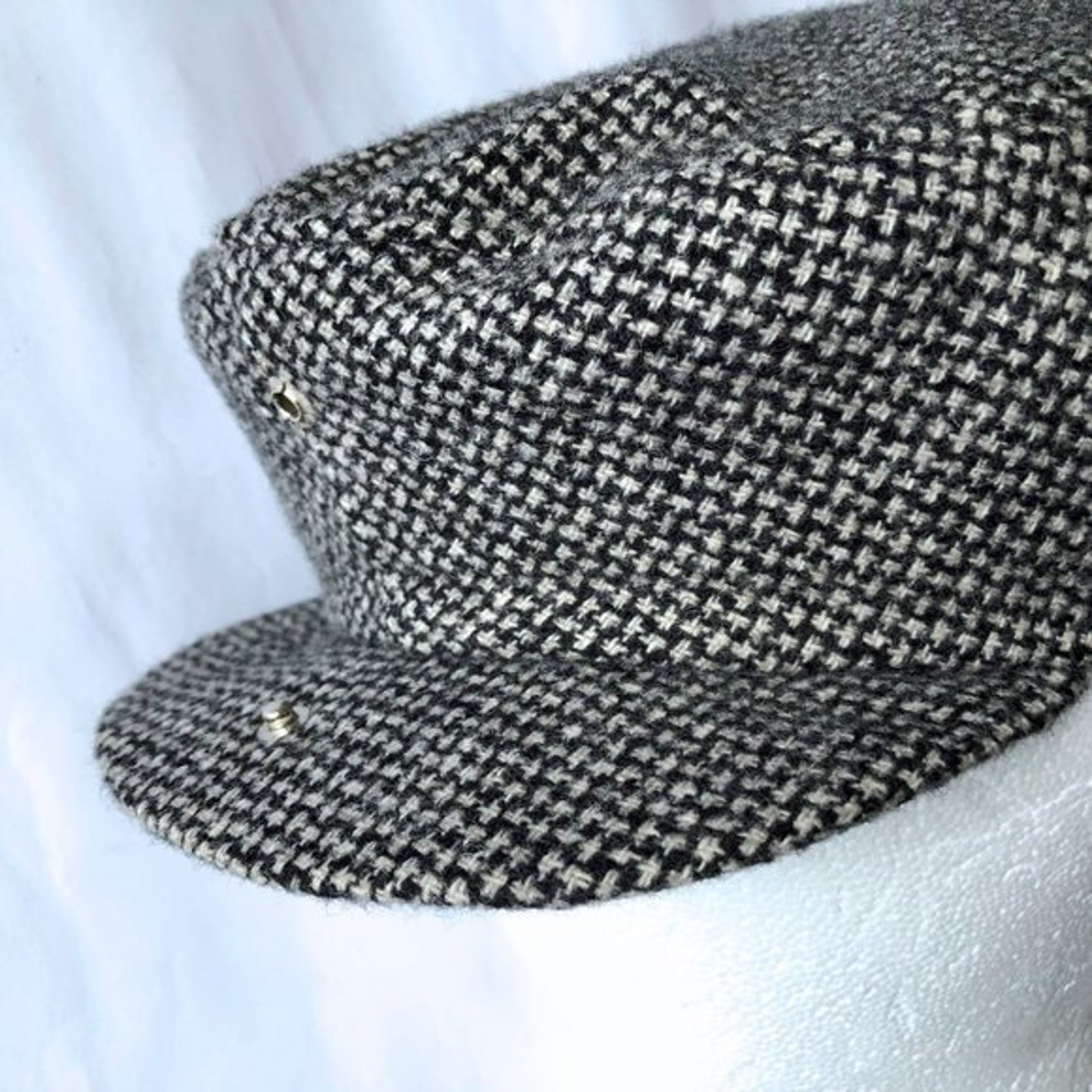 Vintage Sima International Hat Cap Wool Newsboy Black White Tweed - Etsy