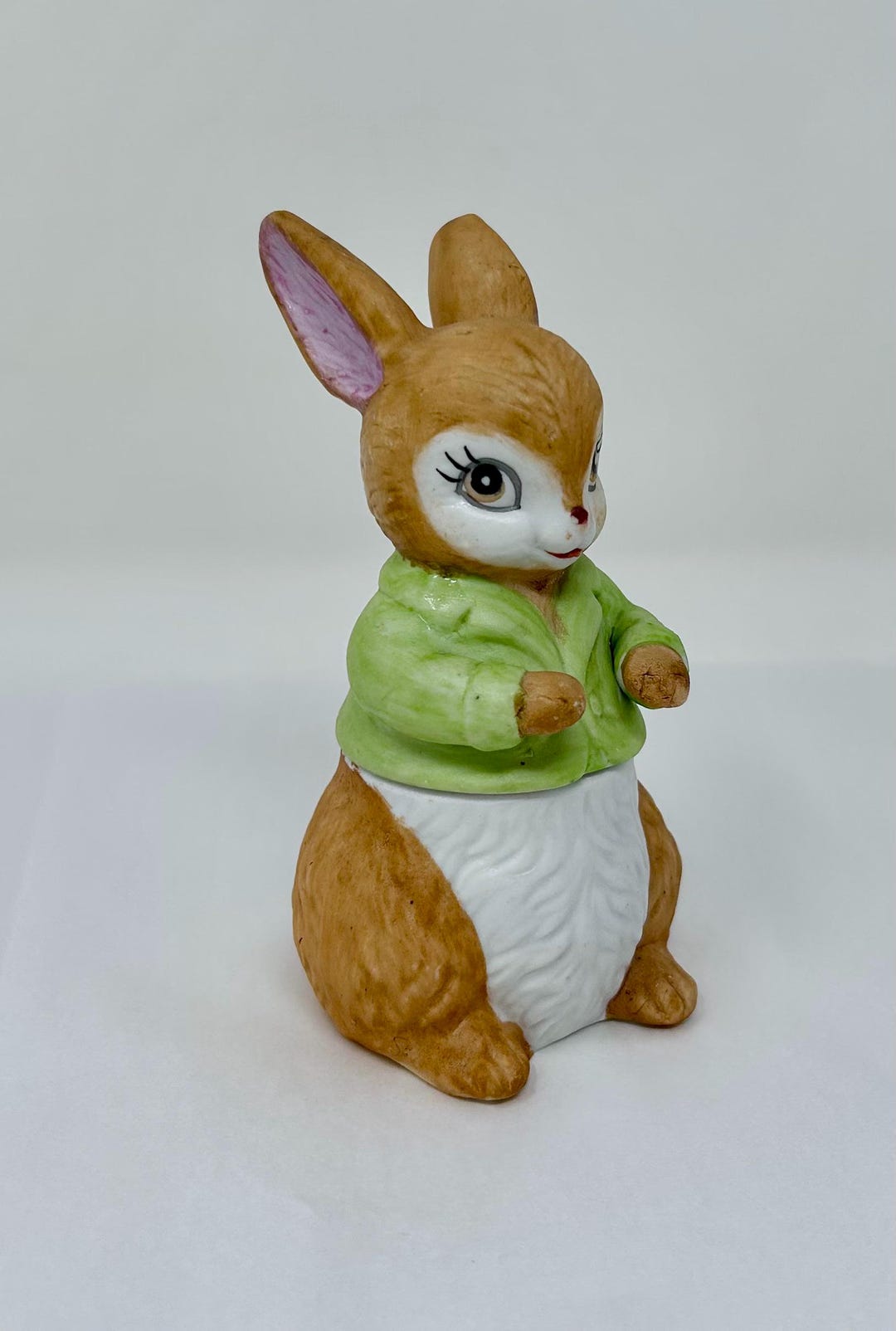 Vintage Lefton Chalk Ceramic Bunny Rabbit Trinket Jewelry Box Easter ...