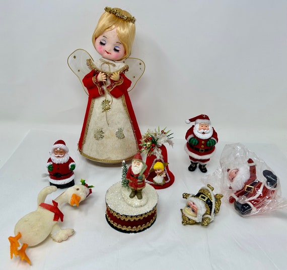 Vintage Lot of Christmas Holiday Musical Angel Laughing Santa Felt 50 s 60 s Ornaments Music Box Figurine Decor Antique Etsy Ireland