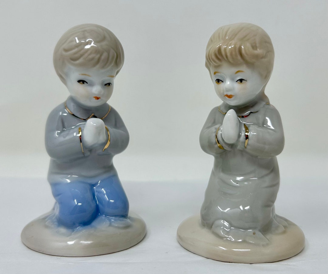 Set of 2 Boy Girl Praying Porcelain Figurines Carl Scheidig GDR ...