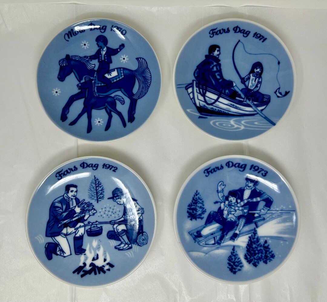 Vintage Norway Norwegian Father's Day Cars Dag Plate Blue White First ...