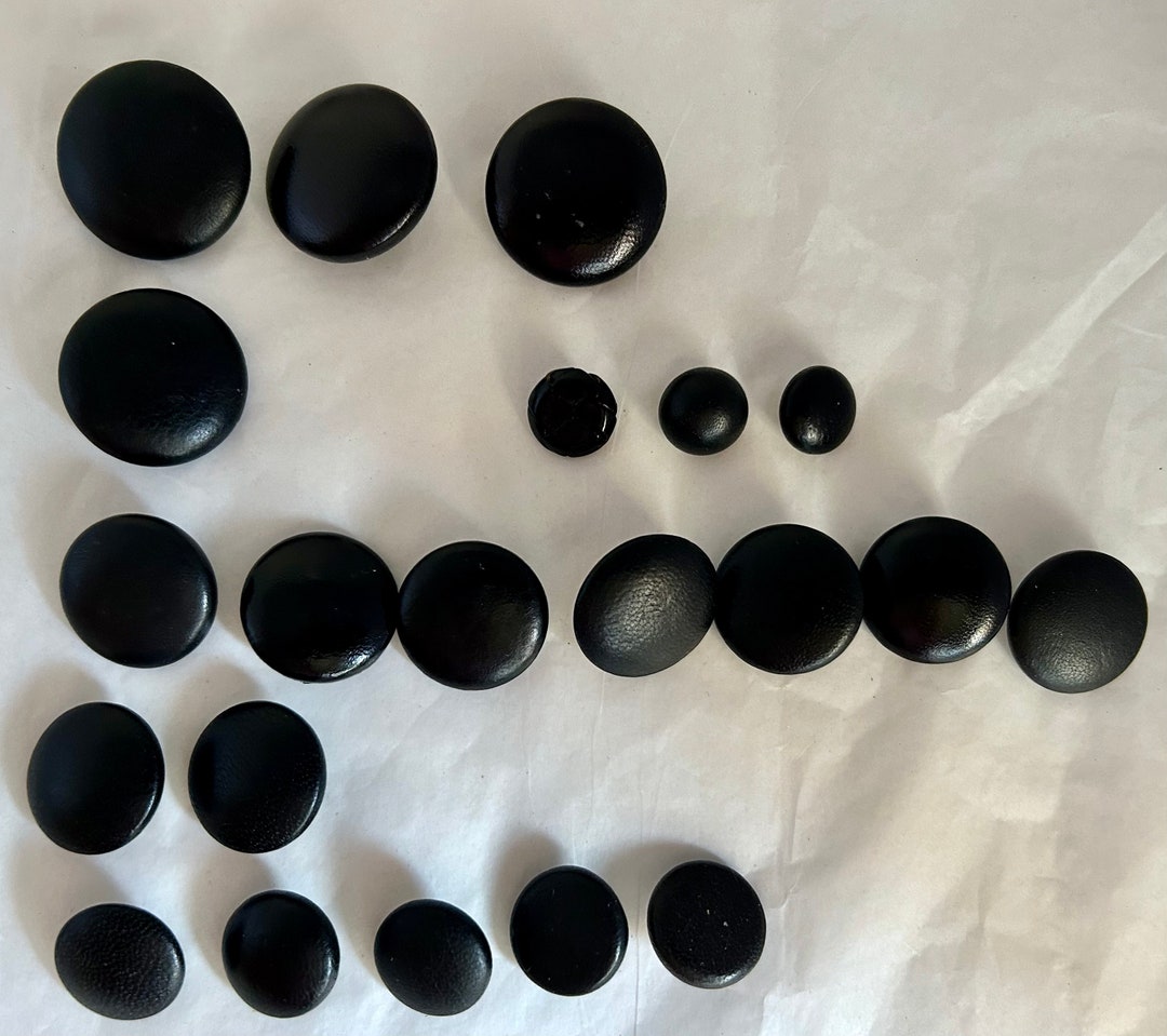 21 Vintage Smooth Leather Black Buttons Mixed - Etsy