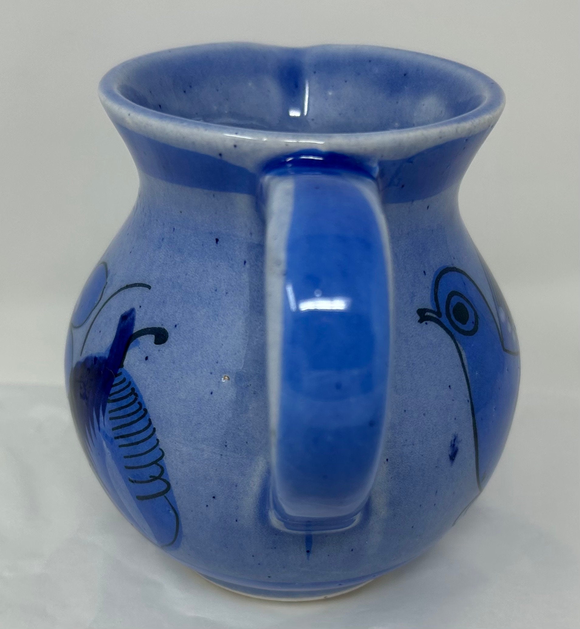 Mexico Mexican Pottery Ceramic Blue Bird Painted Pitcher Signed - Etsy