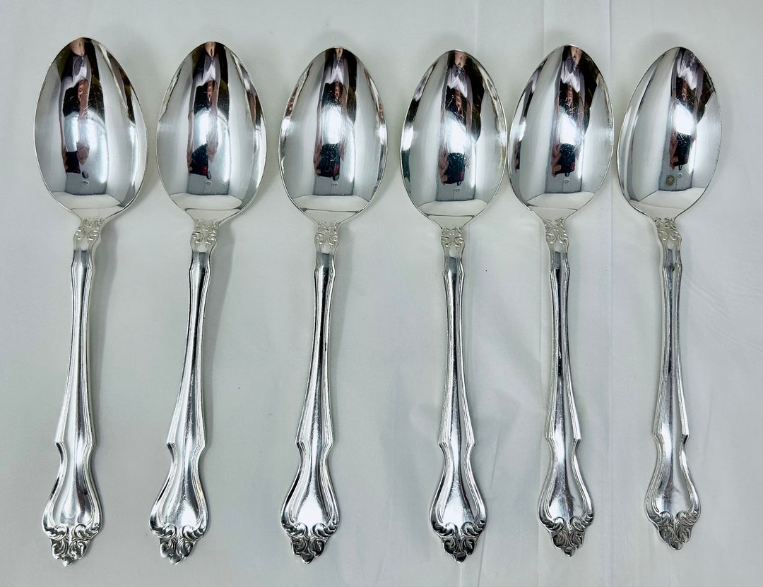 Set of 6 Vintage Nickel Silver Plated Dinner Spoons – Ornate 8 ...